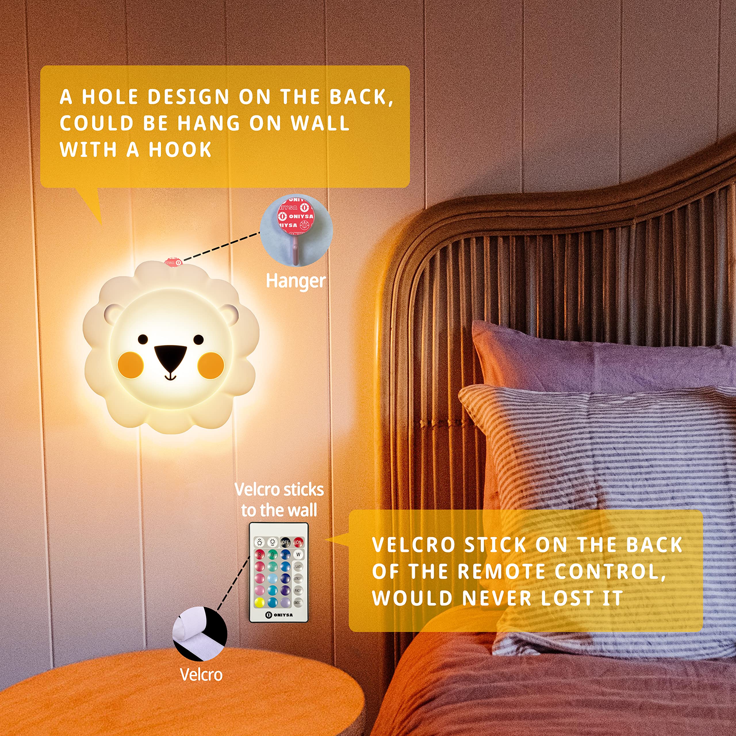 Kids Lamps for Bedroom with USB Charging Remote Control, Night Light for Babies 17 LED Lights, Dimmable Kids Night Lights for Bedroom 3 Light Modes, Silicone Cute LED Nursery Night Lights for Kids