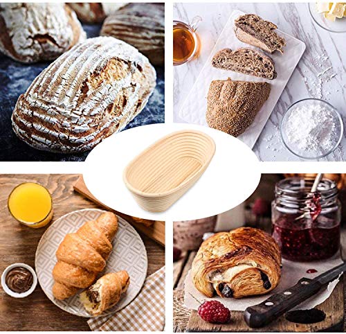 KONGDY Banneton Bread Proofing Basket 2 Pack 10 Inch Oval Bread Proofing Basket, Sourdough Bread Baking Food Tools for Making Baking Fermentation Food Storage Tools
