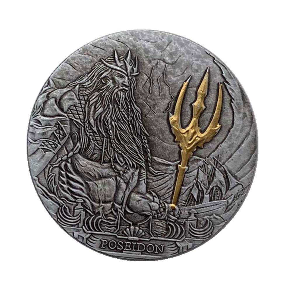 MKIOPNM Coin Collection Commemorative Coin Roman Empire Ancient Greek Poseidon Ni-Silver Commemorative Coin One Piece Trident Coin
