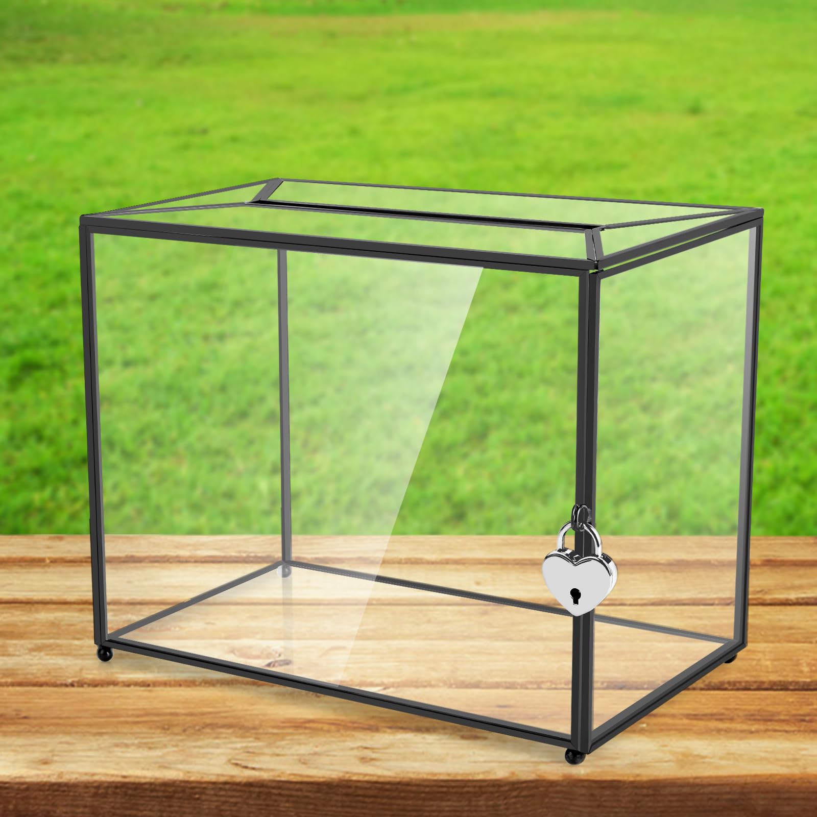 Lemicin Transparent Acrylic Wedding Card Box with Lock, Slot Envelope Holder for Wedding Reception Bridal Shower Birthday Baby Shower Election Votes Graduation Parties Honeymoon Fund Memory Box