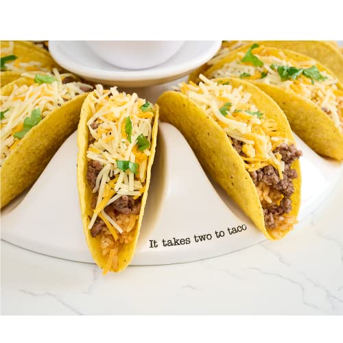 Mud Pie Circa White Integral Taco Holder, White, 3" x 12" dia