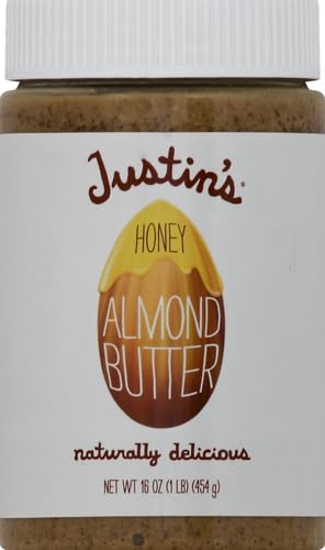 Justin's Honey Almond Butter, No Stir, Gluten-free, Non-GMO, Responsibly Sourced, 16 Ounce Jar