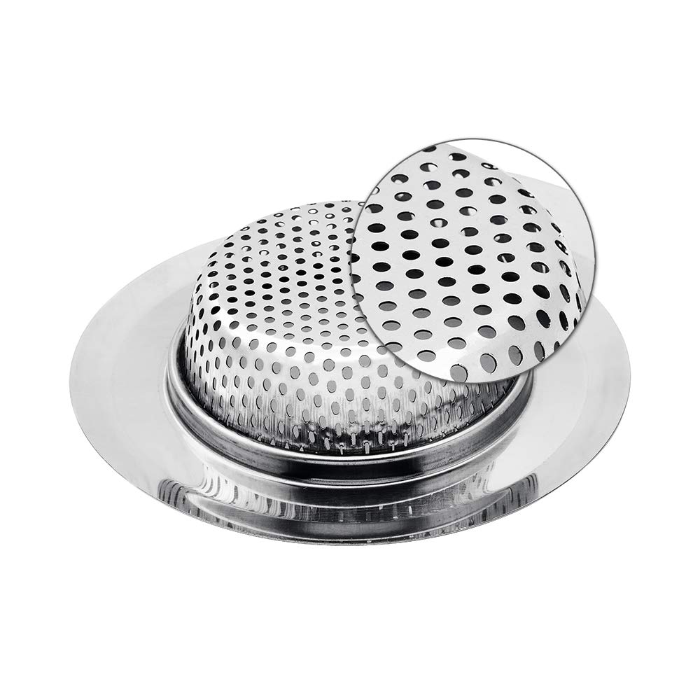 Kitchen Sink Strainer Basket Drain Catcher (2-pack) - 4.5β Diameter, Wide Rim, Premium Stainless Steel Sink Disposal Stopper, Anti-Clogging Micro-Perforation 2mm Holes Basket Drains Sieve - Rust Free