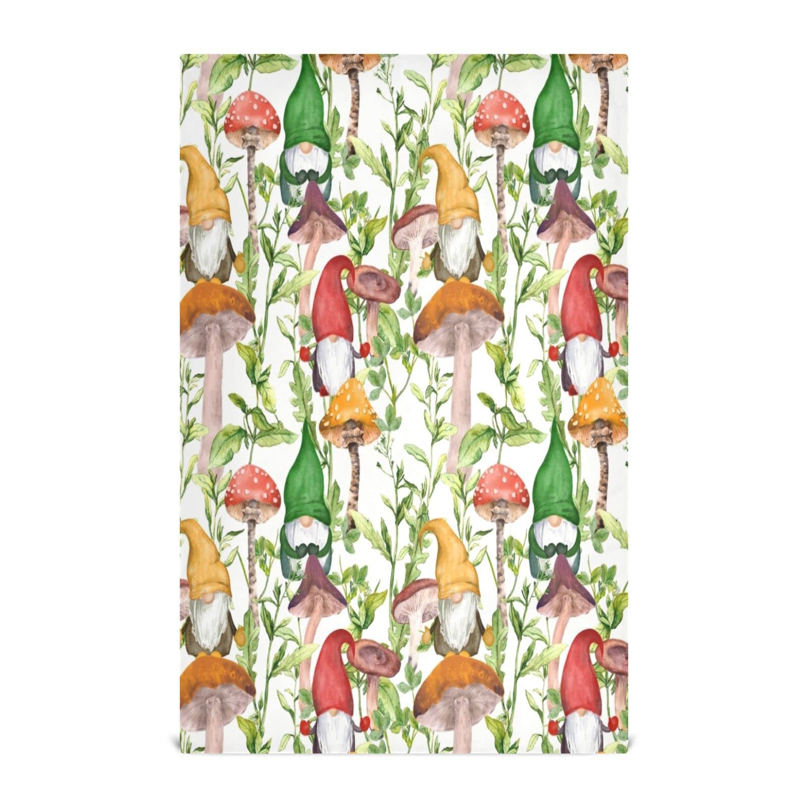 Kigai Mushroom Gnomes Kitchen Towels Set of 4, Ultra Soft Absorbent Dish Towels Bathroom Hand Towels Reusable Cleaning Cloths Tea Towels 28 x 18 Inch