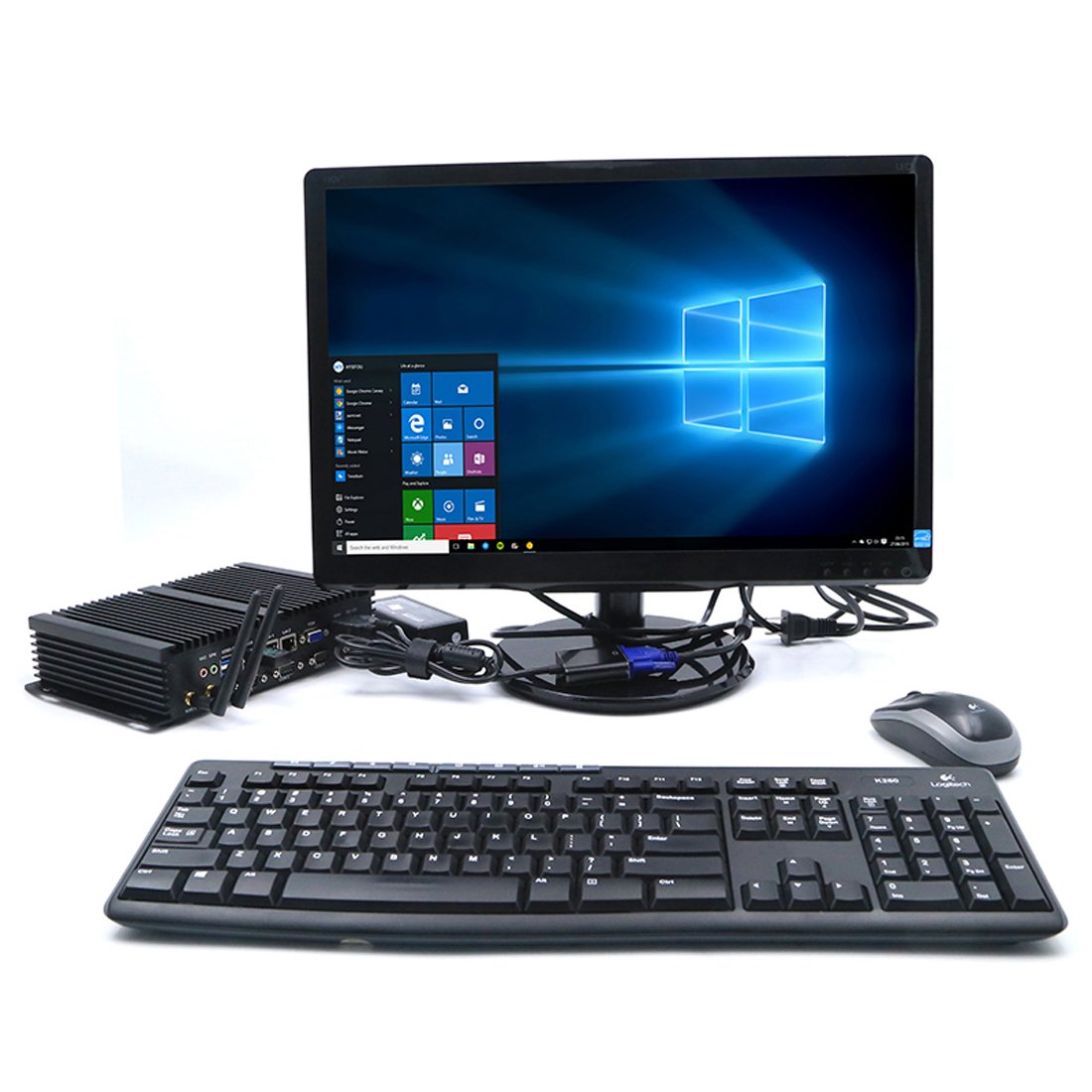 IDEARACE Powerful Fanless Mini PC, Intel Core i5-3317U CPU W-11 Pro Industrial Desktop Computer, 8GB RAM 256GB SSD, 4xCOM RS232, 4xUSB 3.0, 2xNICs, HD, VGA, Metal Case