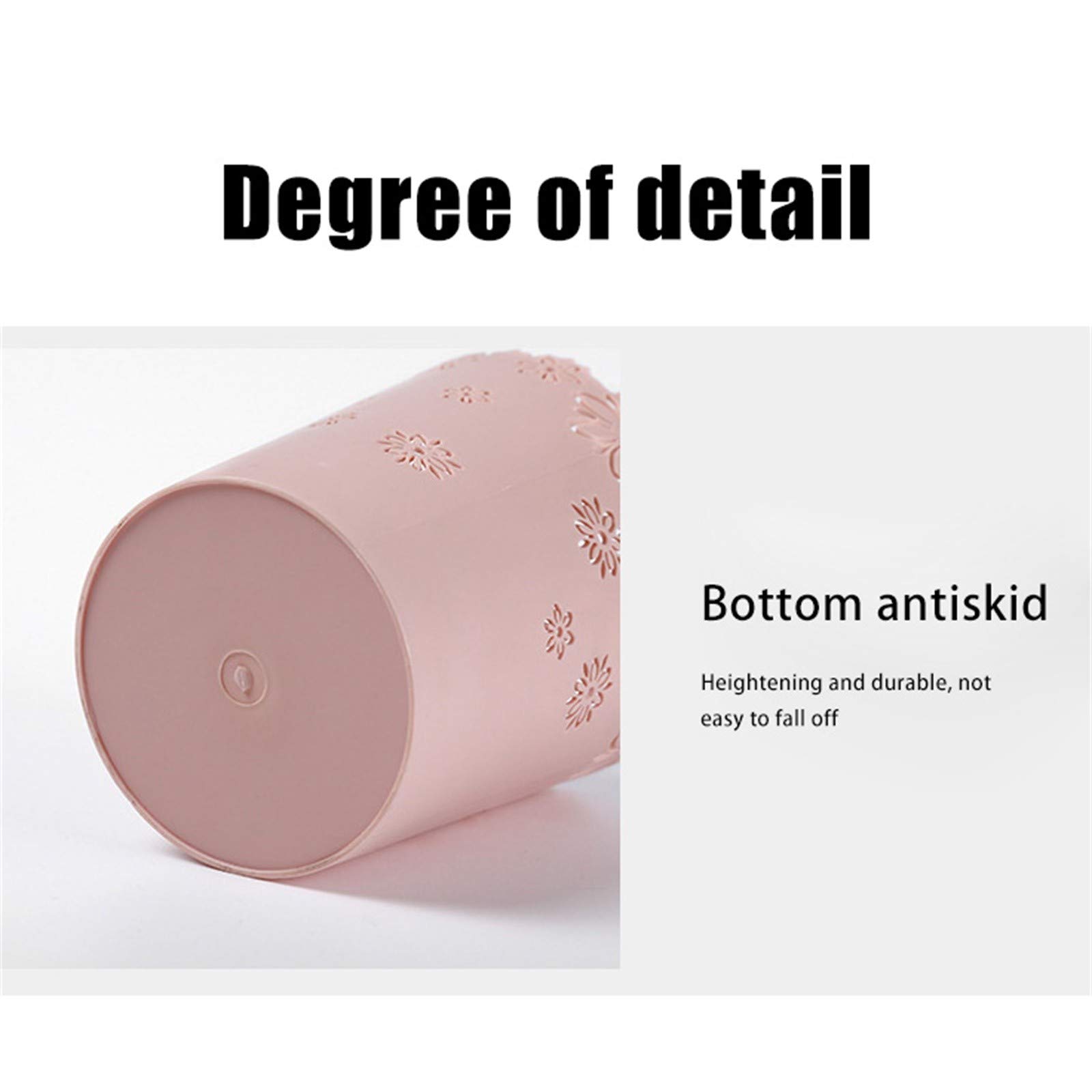luezkyoig Mini Wastebasket 2L Beautiful Modern Pink Hollow Flower Lidless Desktop Trash Can Wastepaper Basket for Office Kitchen Bedroom Bedside Table Vanity Living Room Dining Table