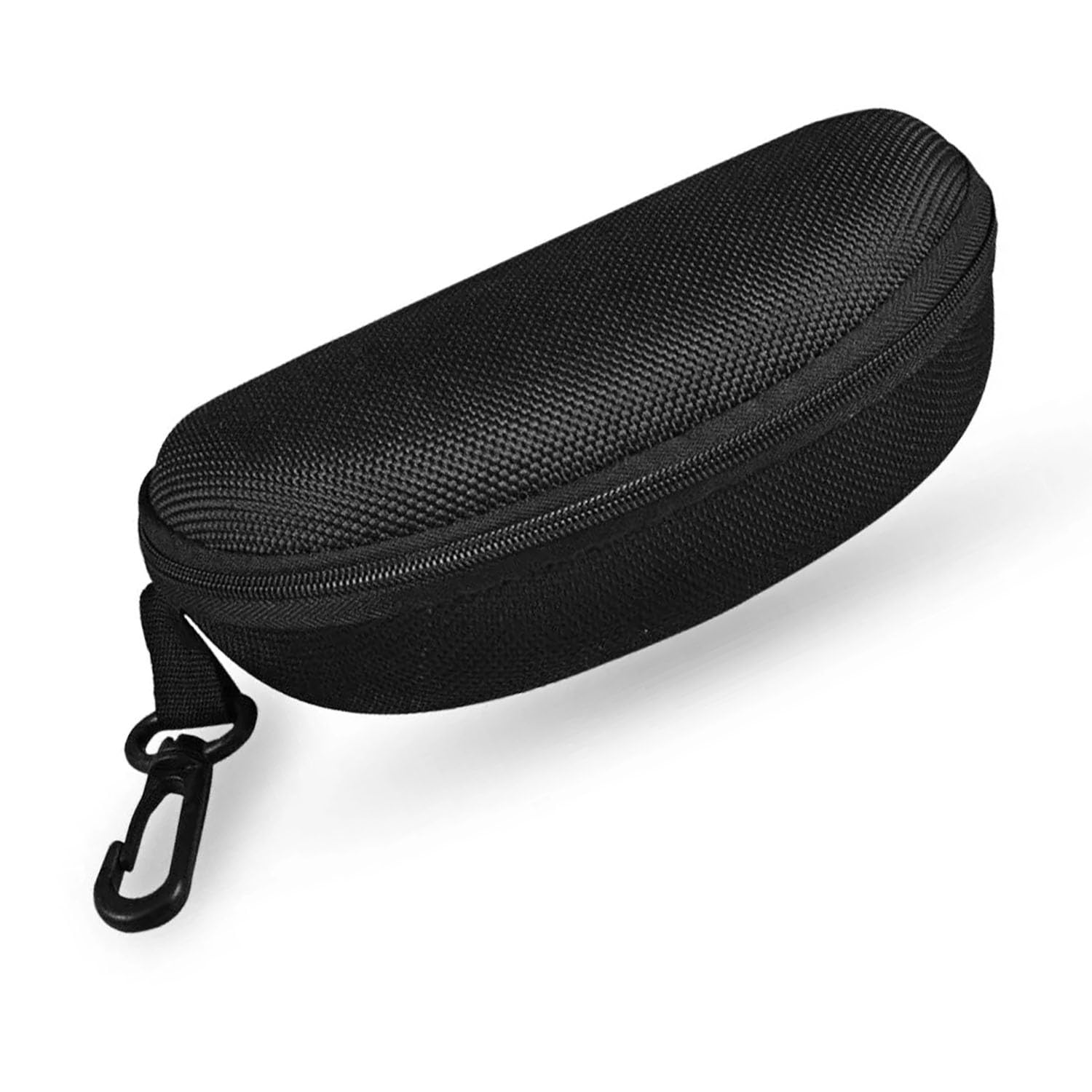KT Deals Zipper Hard Shell Sunglasses Case and Eyeglasses Case Portable Travel Glasses Case with Plastic Hook, One Size - fit most, Black