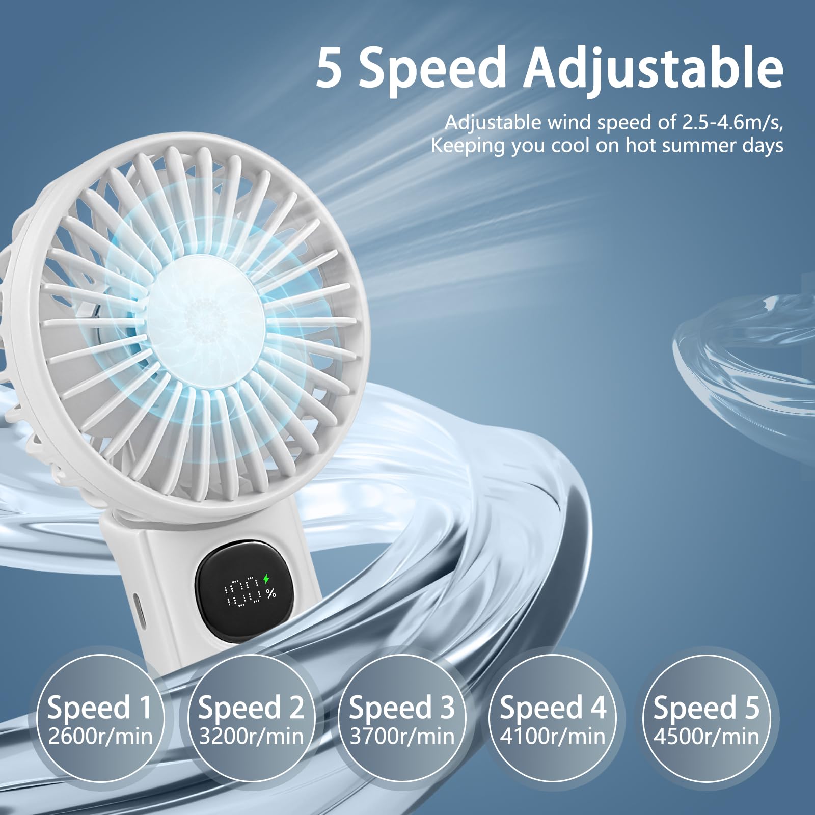 JODNO Portable Handheld Fan 2 Pack, Foldable Mini Hand Fan USB Rechargeable Battery Operated Fan with 5 Speeds Quiet Small Personal Neck Fan Eyelash Fan for Women Men Office Outdoor Travel Camping