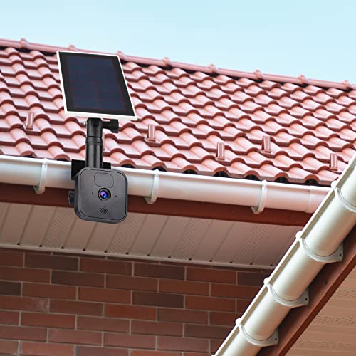 Mippko Gutter Mount for Blink Solar Panel and Blink Security Camera, No Drilling Adjustable Aluminum Alloy Mount, 2-in-1 Weatherproof Mount (Black)