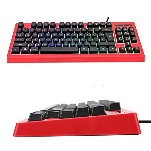 MAXBA Big Keyboard Professional Ultra-Slim Wired Keyboard for Desktop Laptop PC 87-Key Mechanical Feel RGB Backlight Wired Gaming Keyboard