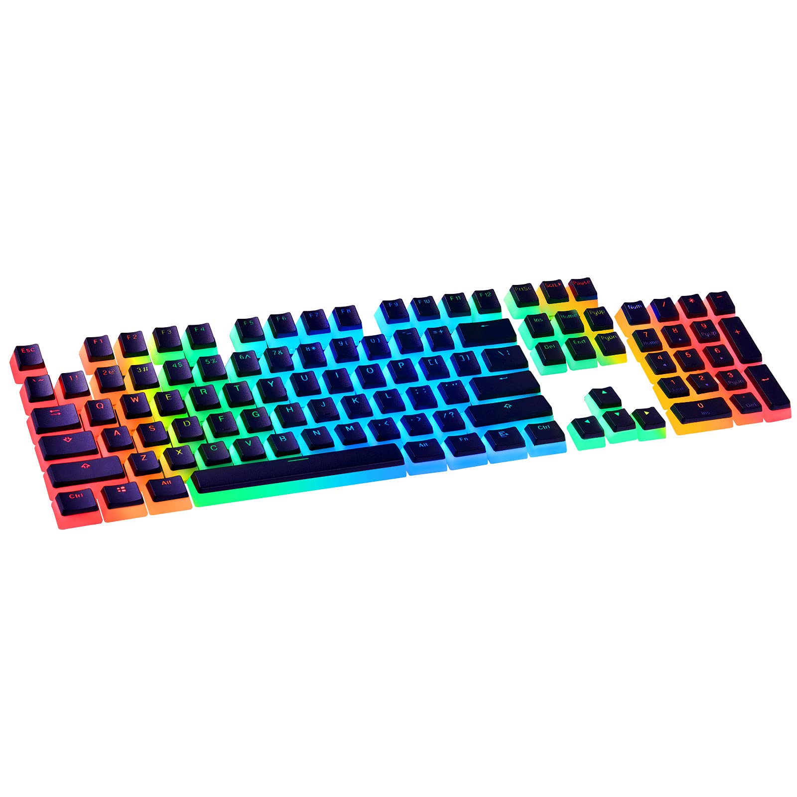 havit Keycaps 60 87 104 Double Shot Backlit PBT Pudding Keycap Set with Puller for DIY Cherry MX RGB Mechanical Keyboard (Black)