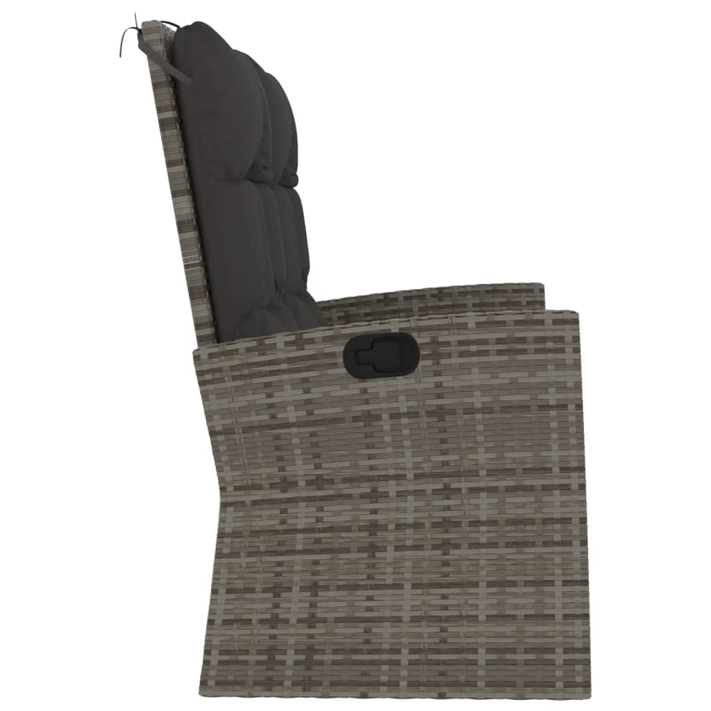 KTHLBRH Reclining Patio Bench with Cushions Gray 46.5" Poly Rattan Garden Bench Deck Bench Porch Bench Outdoor Bench for patios, Gardens, Decks