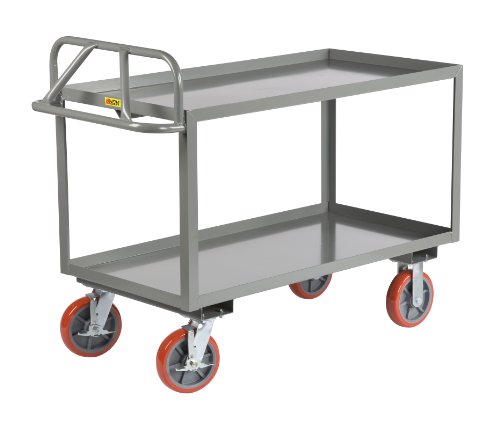 Little Giant ERGL-2436-8PYBK Ergonomic Shelf Truck with Lip Edge Shelves, 3600 lbs Capacity, 36" Length x 24" Width x 35" Height