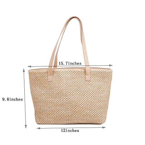 GUOZI Women Straw Woven Tote, Summer Beach Bag Large Handmade Weaving Handbag (2103-B)