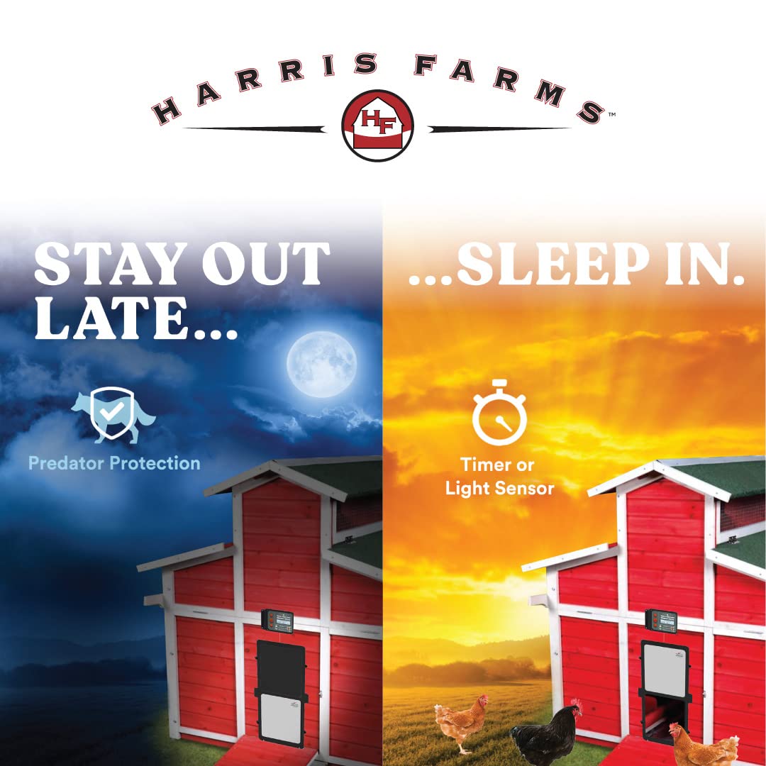 Manna Pro Harris Farms Automated Chicken Coop Door β Auto Door with Built-in Timer and Light - Flock Security System,White