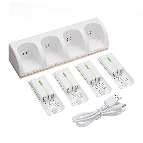 Kavolet Wii Charging Station, 4 Rechargeable 2800mAh Batteries and Wii Cell Charging Dock Stand, for Wii Remote N-Switch Accessory