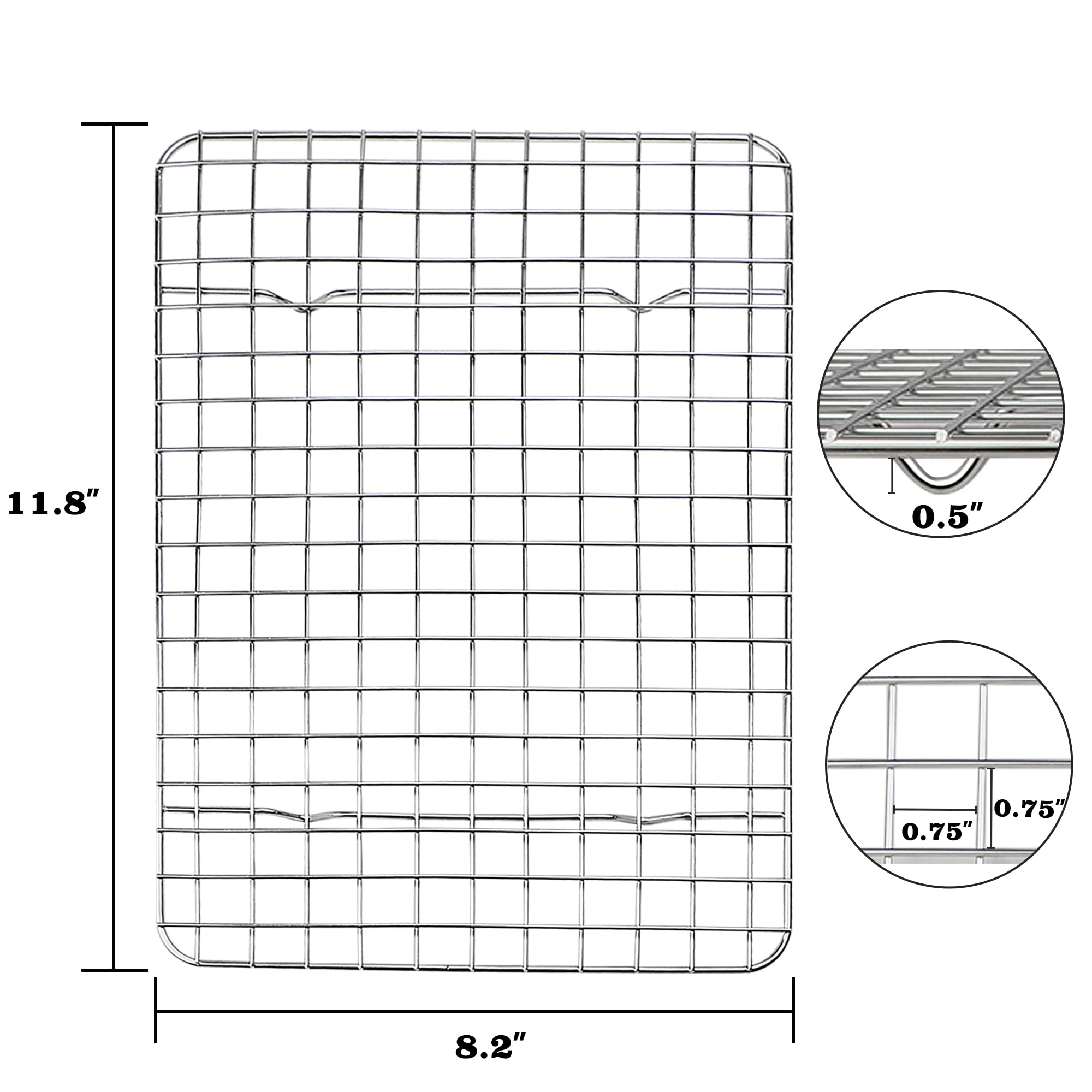 KORCCI Cooling Rack For Baking 2pc- 8.2x11.8", Baking Racks, Stainless Steel Grid Wire Cookie Rack for Cooking, Baking, Roasting, Grilling, Drying, Oven-Safe, Dishwasher-Safe, Heavy Duty,