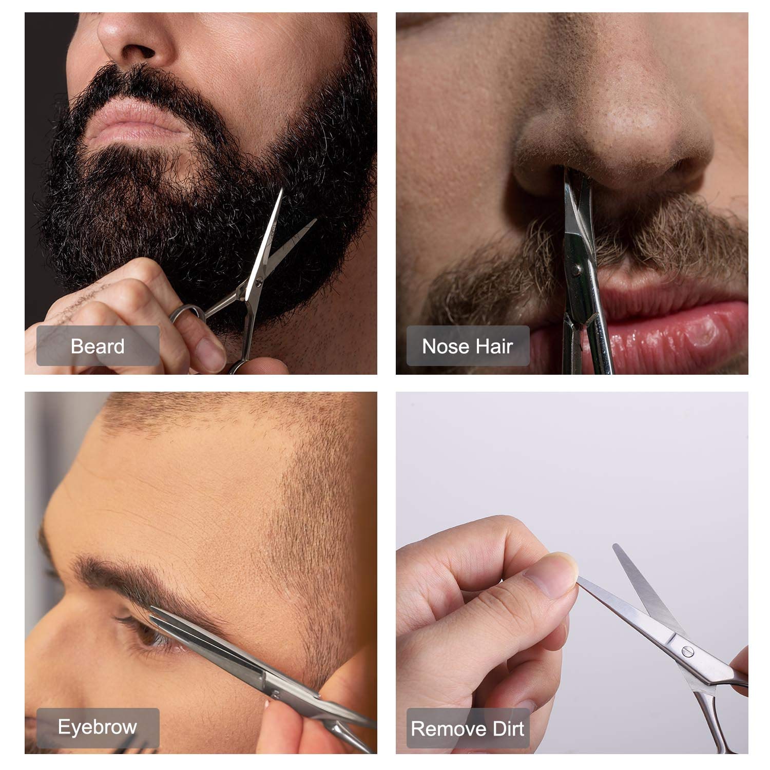 HAWATOUR Beard Scissors, Stainless Steel Scissors for Beard, Mustache, Eyebrow, Nose Hair