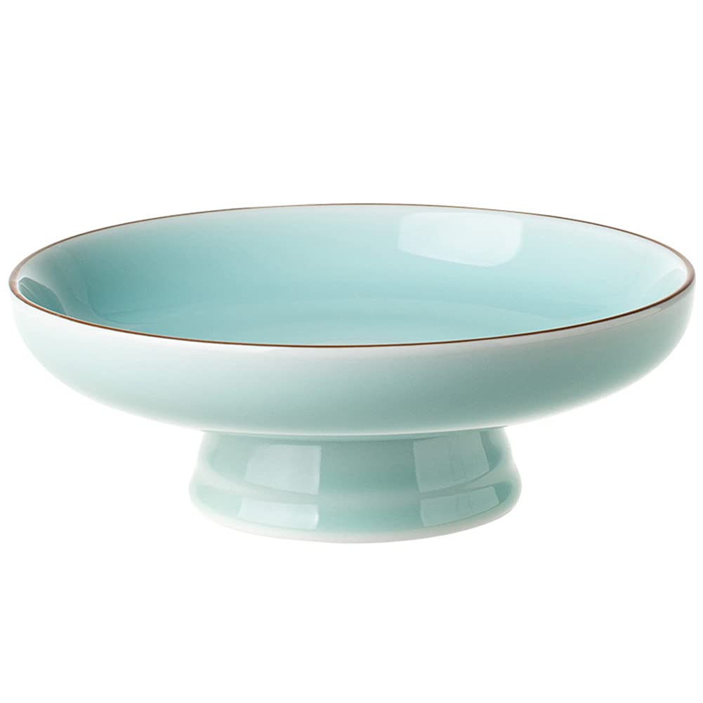 Kelendle Ceramic Footed Bowl Round Pedestal Bowl Decorative Fruit Dish Holder Dessert Display Stand for Kitchen Counter Centerpiece Table Decor Serving Fruit Tray