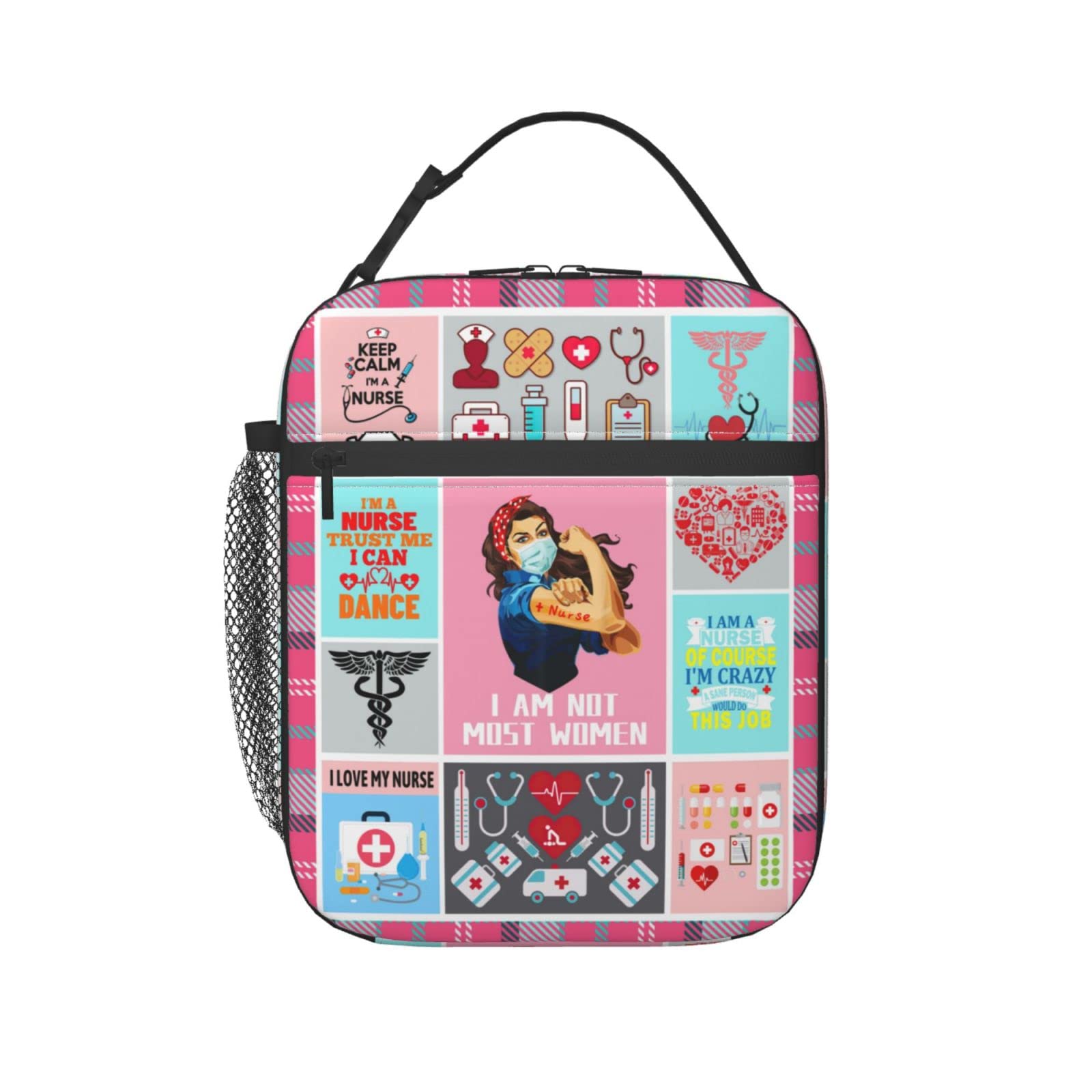 Kaeddi Nurse Lunch Bag Heat Insulated Lunch Box Leakproof Durable Portable Reusable Handbags Large Capacity Thermal Cooler Black One Size