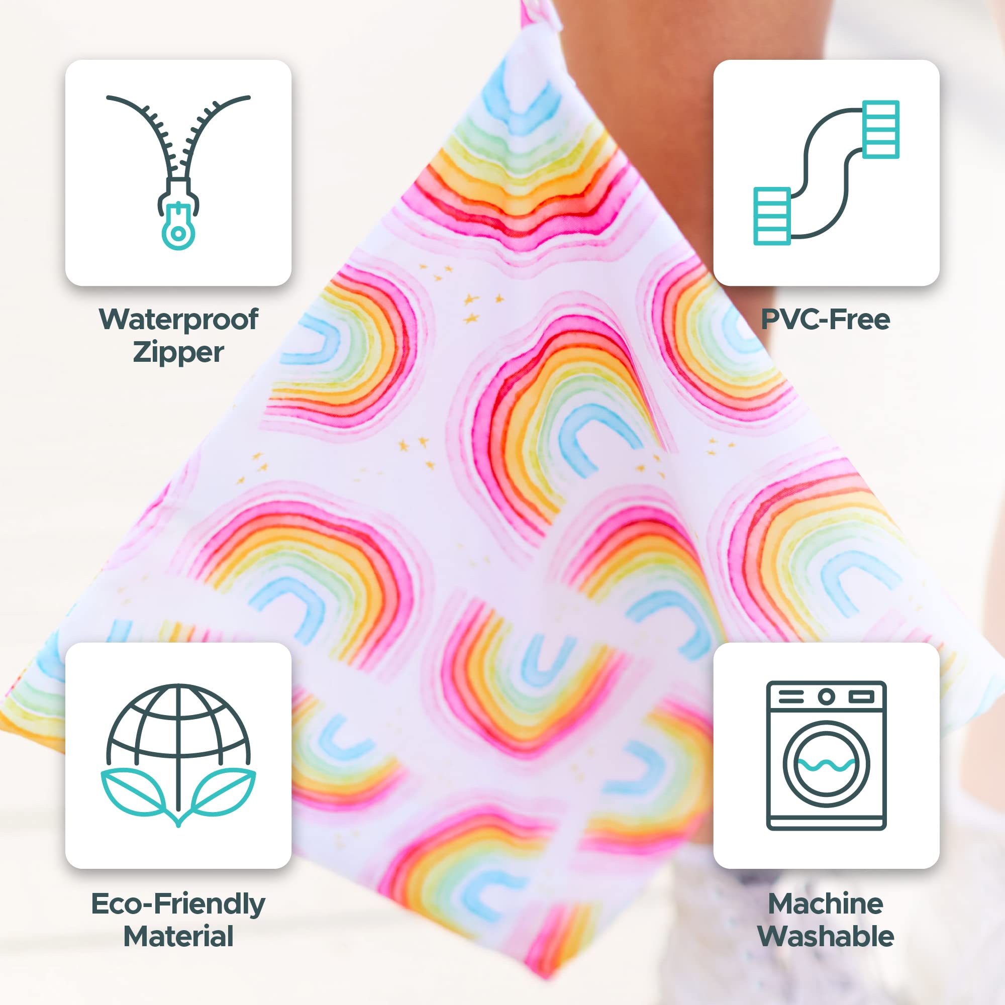 Luv Bug Wet Bag PVC-Free, Eco-Friendly, and Fashionable (1 Bag) | Easy Clean, Reusable, and Waterproof (White Palm Trees)