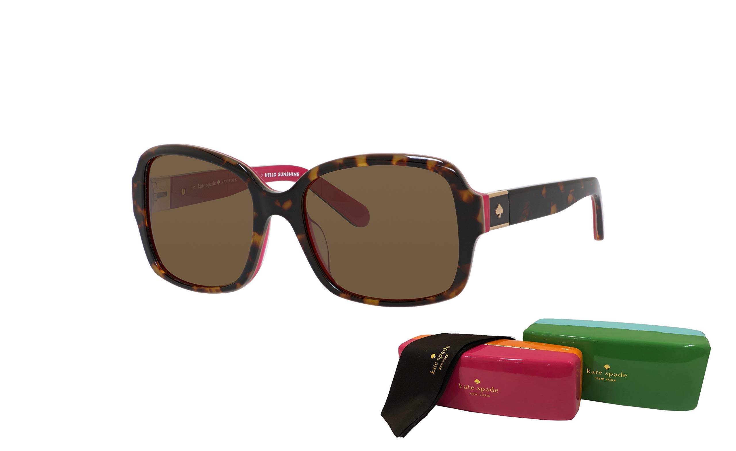kate spade new york Annora/P/S 0S0U 564MM Havana Pink/Dark Brown Polarized Square Sunglasses for Women + BUNDLE with Designer iWear Eyewear Kit