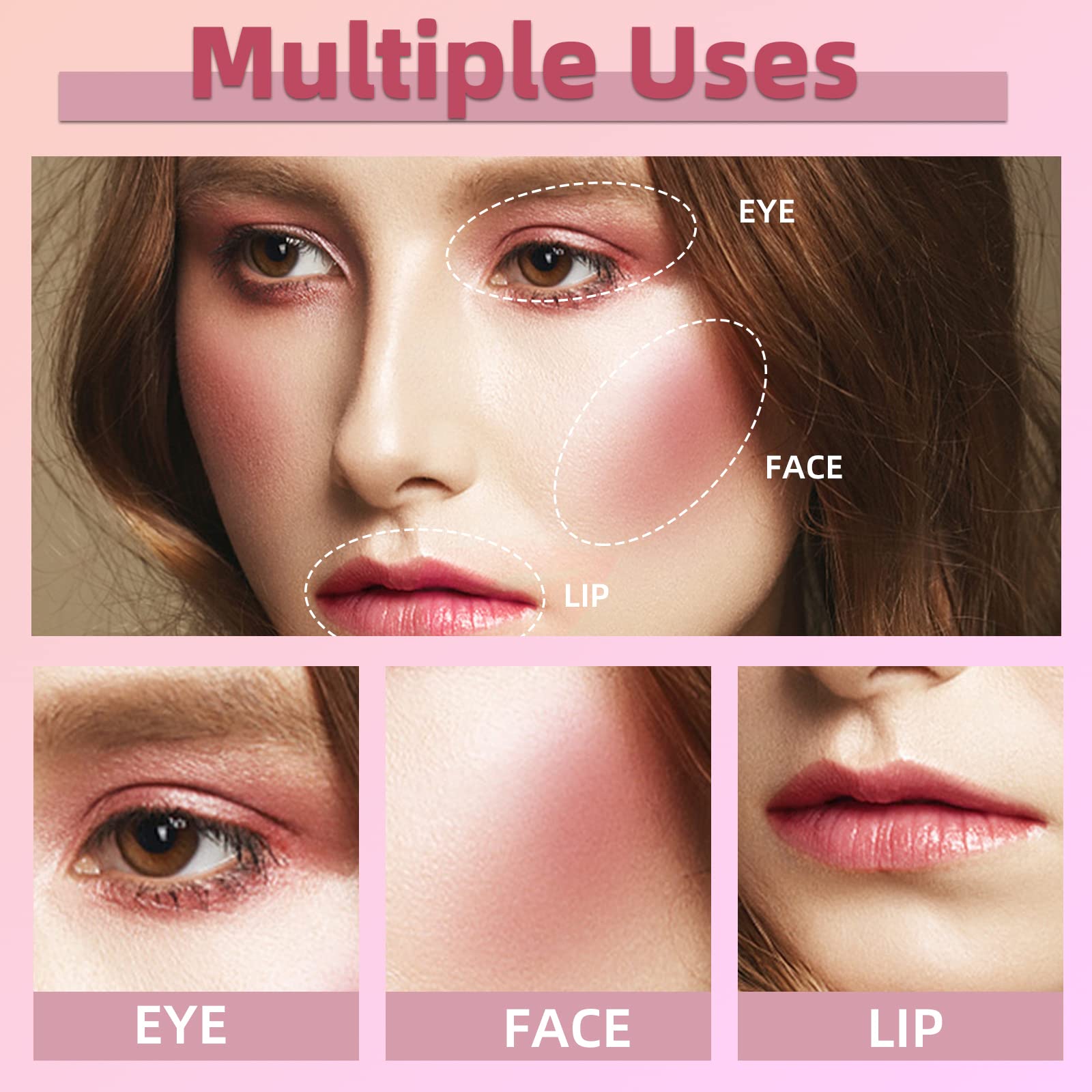 NewBang Liquid Blush, Natural Matte Finish, Hazy Dewy Cheek Tint, Beauty Soft Dewy Blush, Moisturizing Lightweight Blendable High Pigment, Soft Cream Face Blusher Makeup Breathable Feel #02Happy Pink