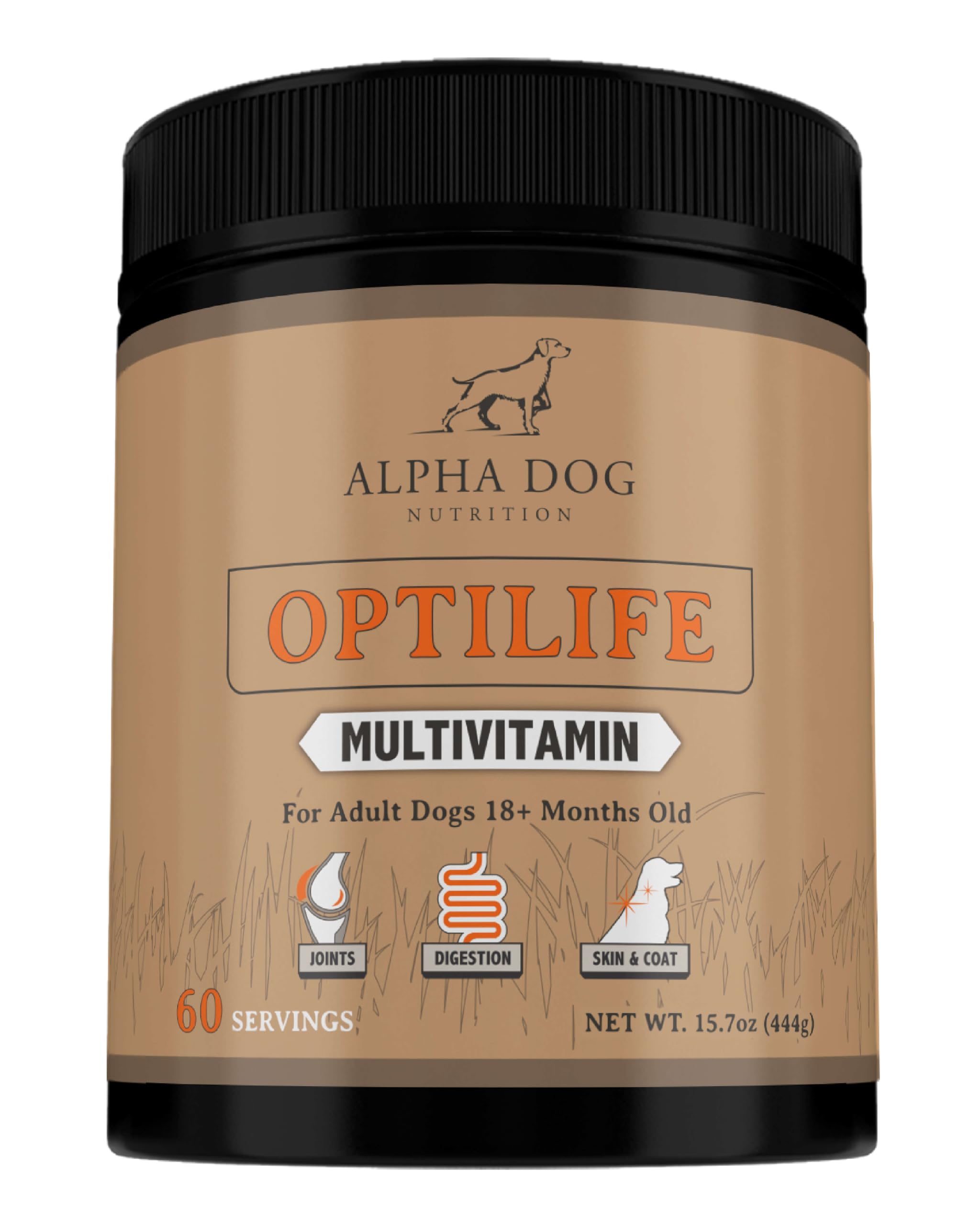 OptiLife Multivitamin for Adult Dogs - Contains Probiotics, Allergy Support, Joint Support, Muscle Recovery, and Skin & Coat Support - Powder Supplement (60 Servings)