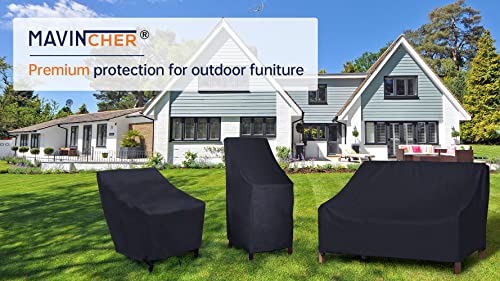 MAVINCHER Stackable Patio Chair Covers, High Back Outdoor Chair Covers, 600D Heavy Duty Waterproof Lawn Outside Barstool Furniture Covers,Fits for 4-6 Stackable Dining Chairs,27"W x 27"D x 49"H,2 Pack