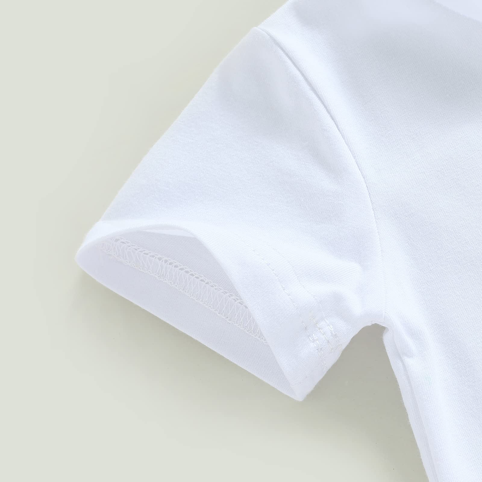 Newborn Baby Boy Easter Outfit Bunny Print Short Sleeve T-shirt Top Shorts Set 2Pcs Infant Summer Clothes (White, 18-24 Months)