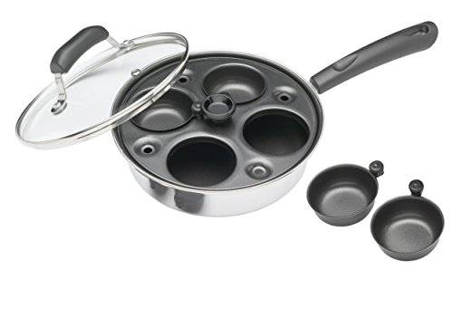 KitchenCraft 4 Egg Poacher Pan, Induction Safe, Carbon Steel, 21 cm
