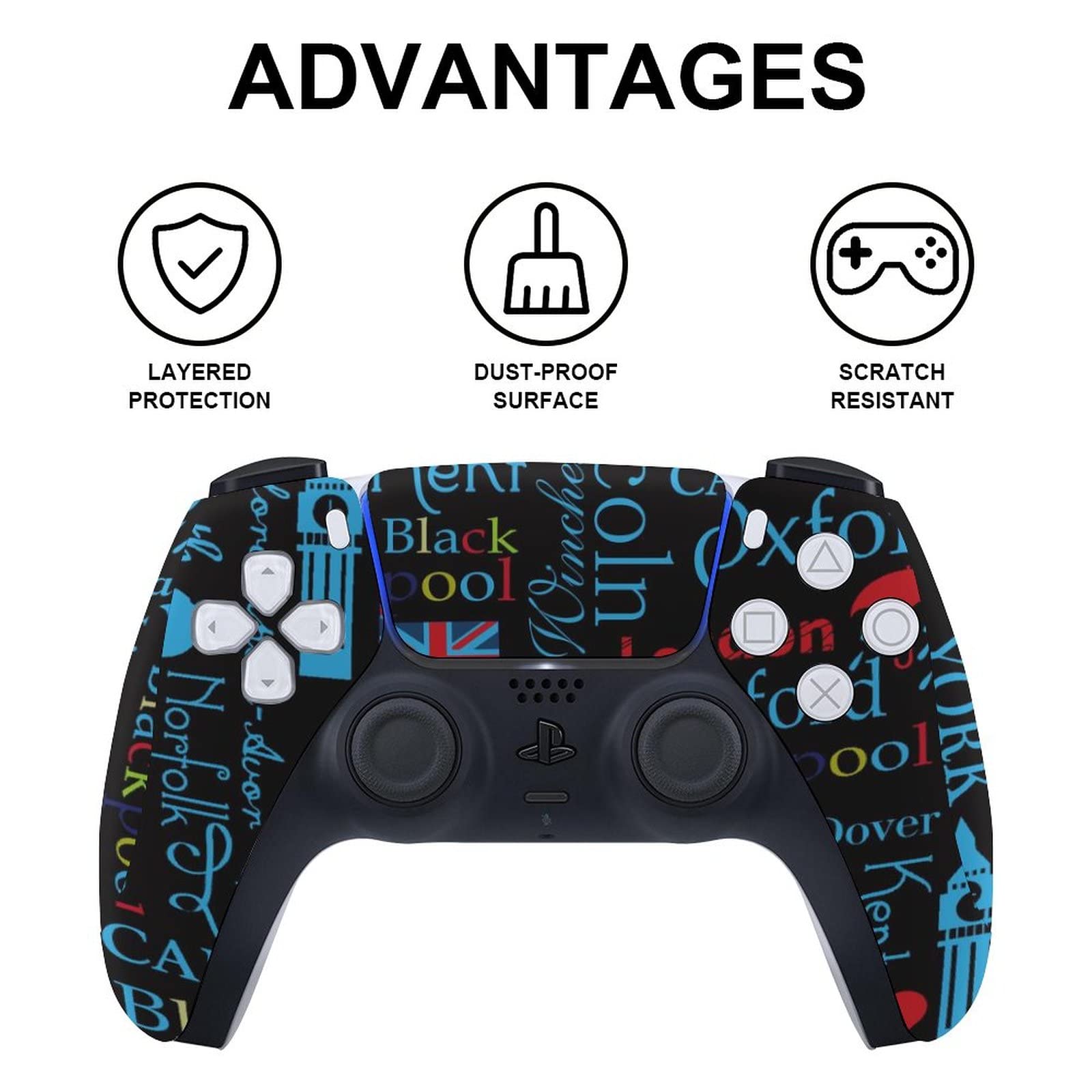 London Pattern Full Protective Skin Cover Design Wrap Decal Sticker Compatible with PS5 Digital Edition Console and Controller