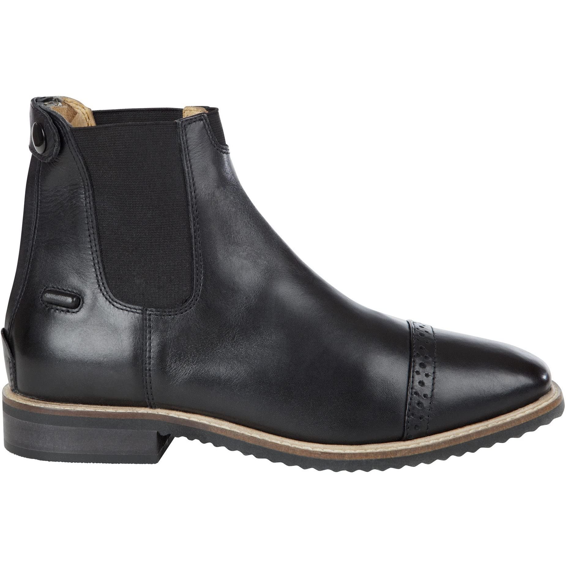 Huntley Equestrian Ladies Paddock Boot Premium European Leather With Classic Italian Burnish Finish YKK Zipper, Black, 10