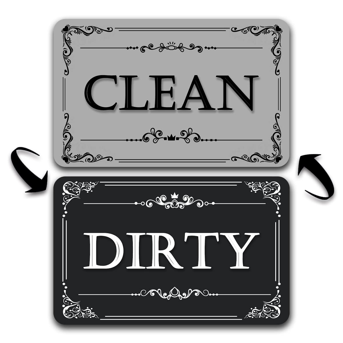 Kiterest Dishwasher Magnet Clean Dirty Sign,Reversible Strong Kitchen Flip Indicator, Bonus Universal Magnetic Plate,European Retro Style Designs