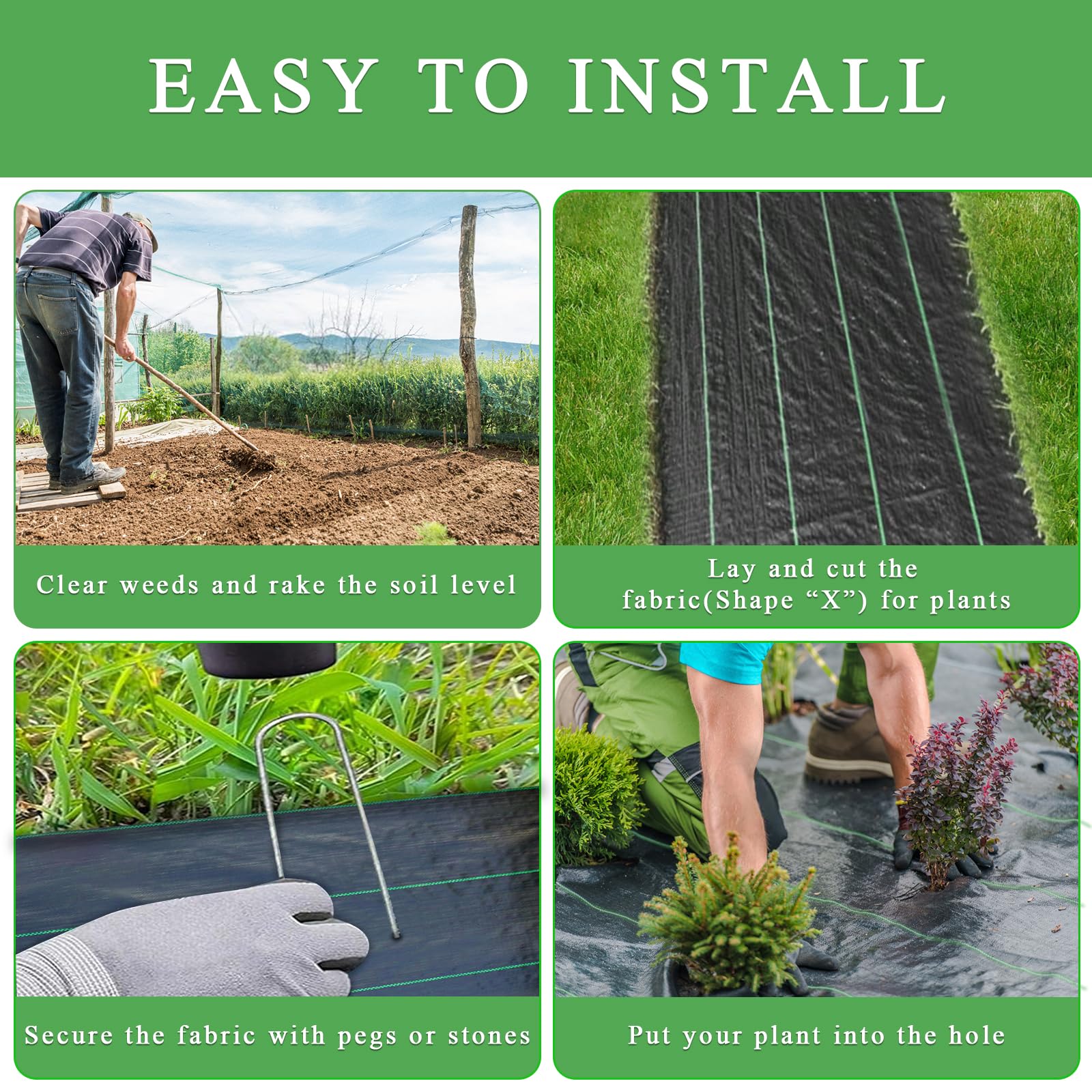 MLZPU 1.4ftx50ft Weed Barrier Landscape Fabric Heavy Duty, Weed Gardening Ground Cover Mat, Weed Control Garden Cloth,Woven Geotextile Fabric for Underlayment,Commercial Driveway Fabric Black