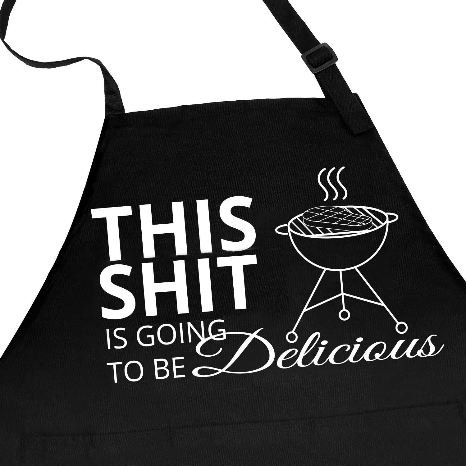 KITCHEPOOL Funny Apron for Men, Chef Aprons for Women with 3 Pockets - Mens Gifts For Christmas - Adjustable Bid Kitchen Aprons for Chef, Cooking Apron for BBQ, Baking