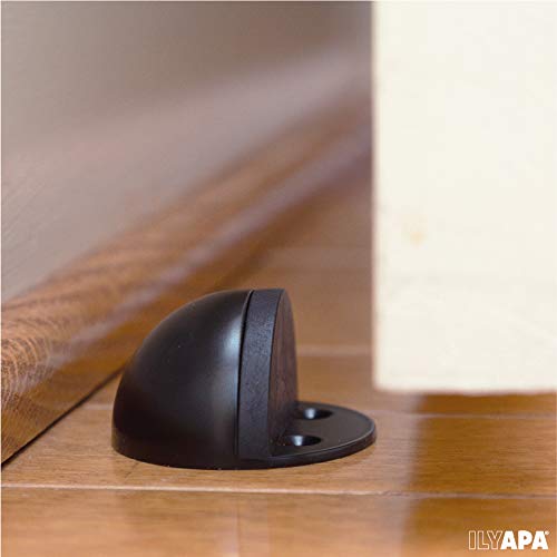 Ilyapa Contemporary Half Dome Heavy Duty Floor Mounted Door Stop with Rubber Bumper, Half Dome Door Stop - Matte Black 5 Pack Floor Mounted Door Stops, Half Dome Floor Stopper