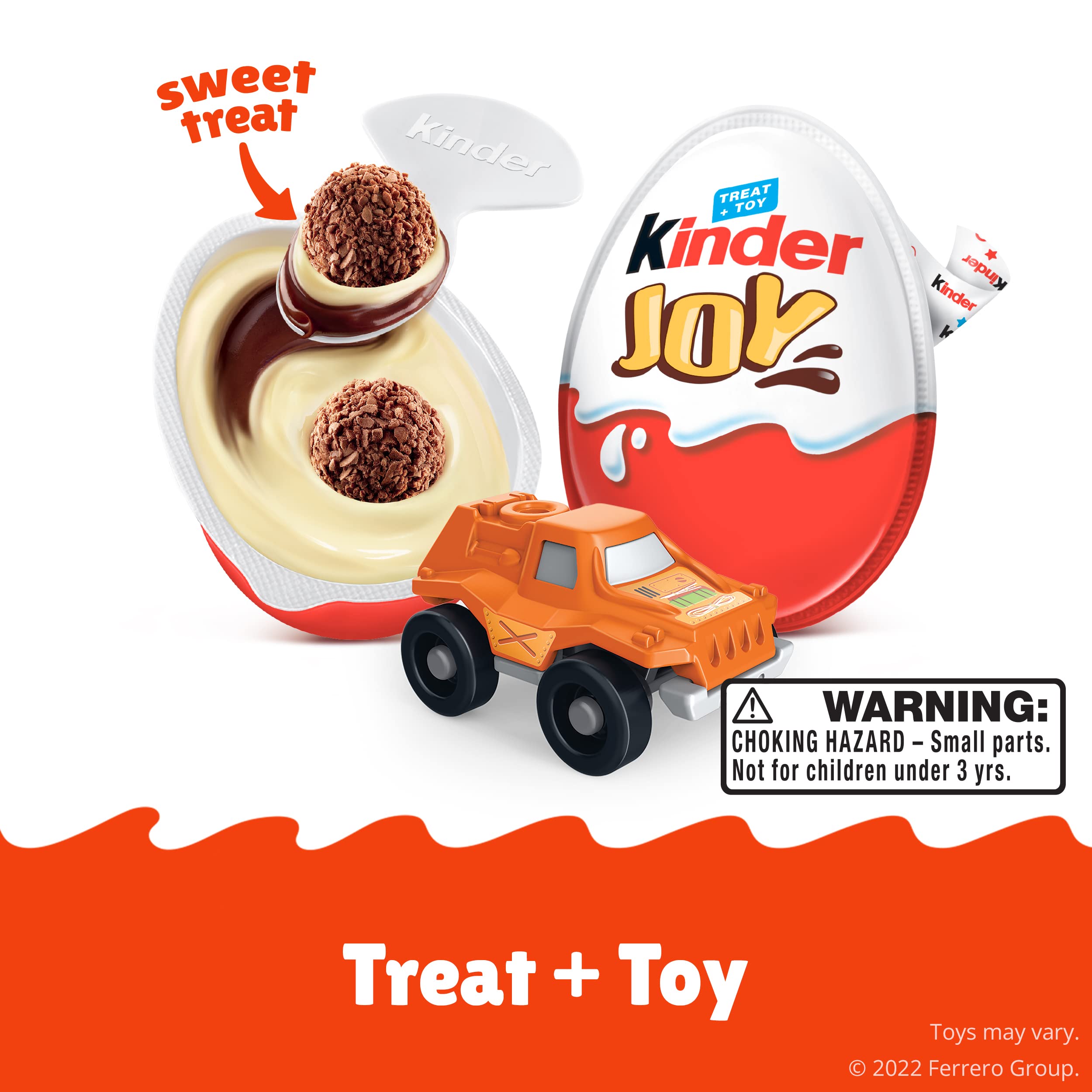 Kinder Joy Eggs, 3 Count, Treat Plus Toy, Sweet Cream and Chocolatey Wafers, Includes Unicorn Plush, 2.1 Oz