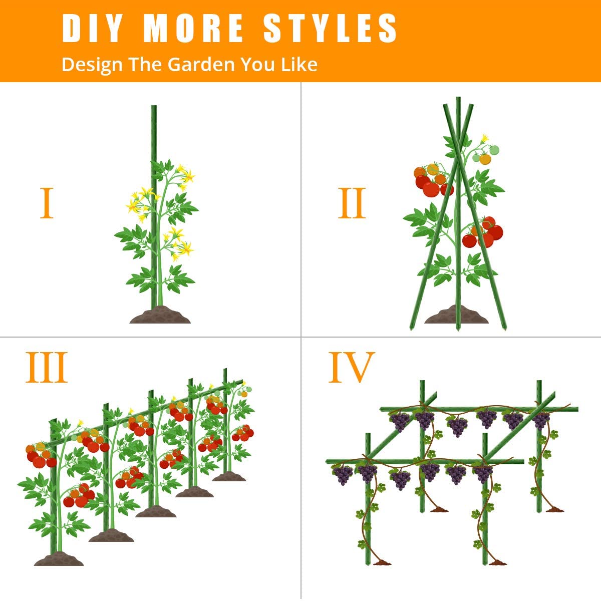 LAVEVE Garden Stakes 36 Inches Heavy Duty Steel Tomato Stakes, Plastic Coated Support Stakes for Securing Trees, Climbing Plants, Cucumber, Beans, 20 Pack