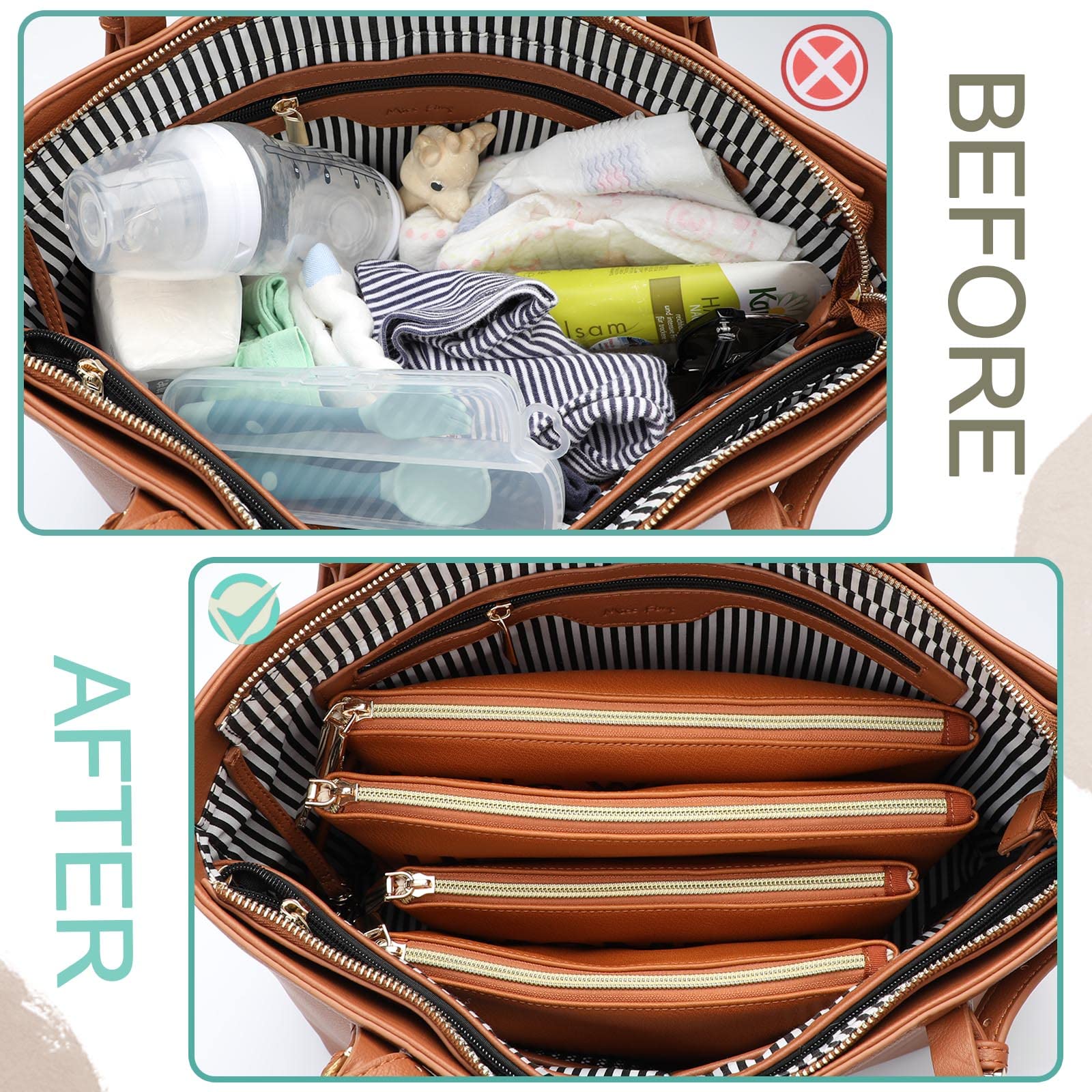 miss fong Diaper Bag Backpack Leather Diaper Bag & Diaper Bag Organizer Pouches Bundle