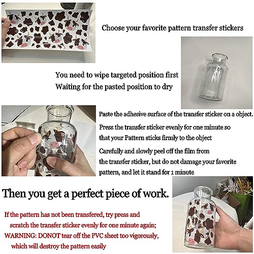 Myhiju 5 Sheets UV DTF Transfer Sticker for 16OZ Libbey Glass Cups, UV DTF Cup Wrap Transfer Cup Stickers Clear Film Transfer Paper Mug Stickers Waterproof DIY Rub on Transfers for Crafts Decals (Style3)