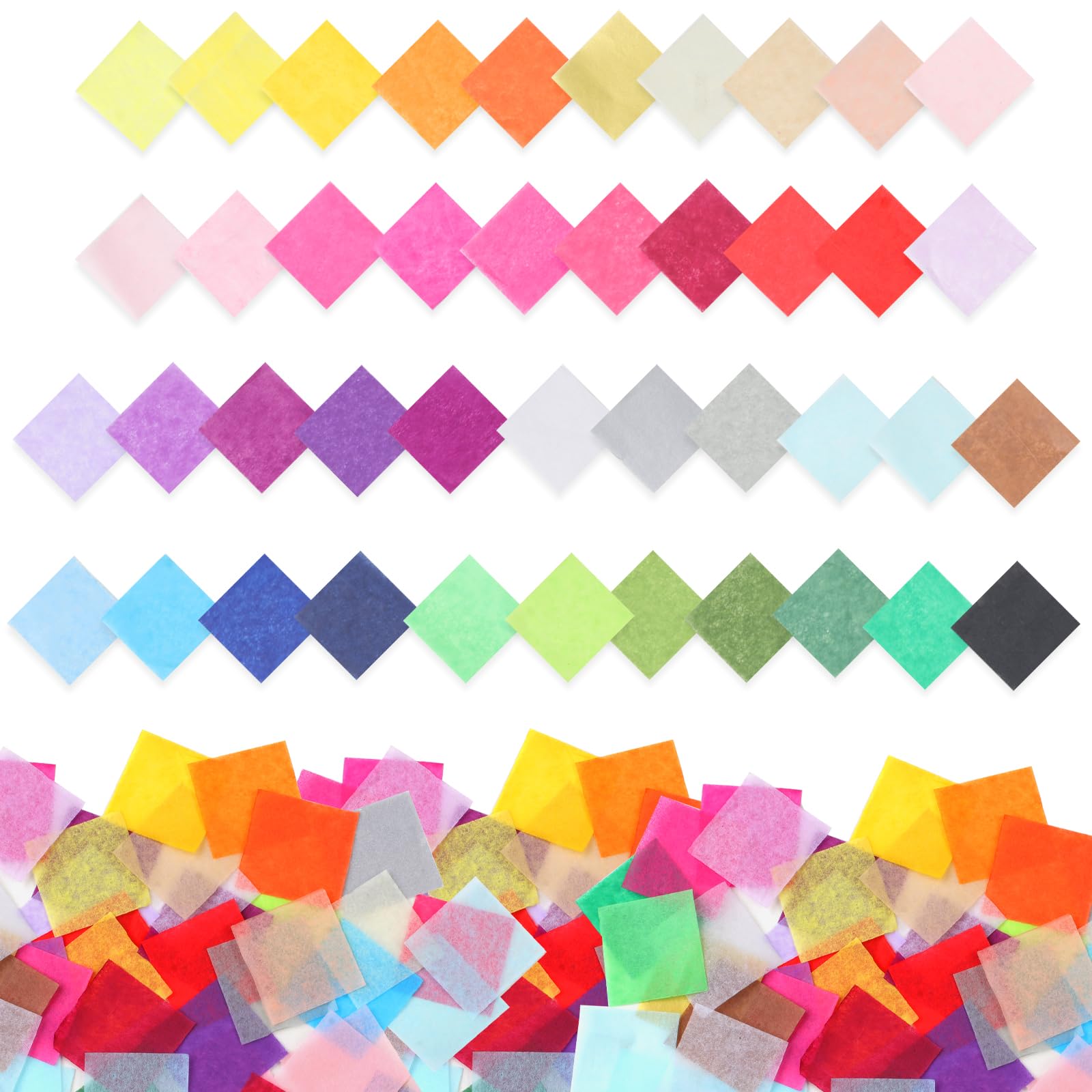 Phinus 6300 Pcs 1 Inch Tissue Paper Squares, Tissue Paper for Crafts, 42 Assorted Colored Tissue Paper, Colors Art Rainbow Tissue Paper Bulk for Crafts, Art Projects, Birthday Party