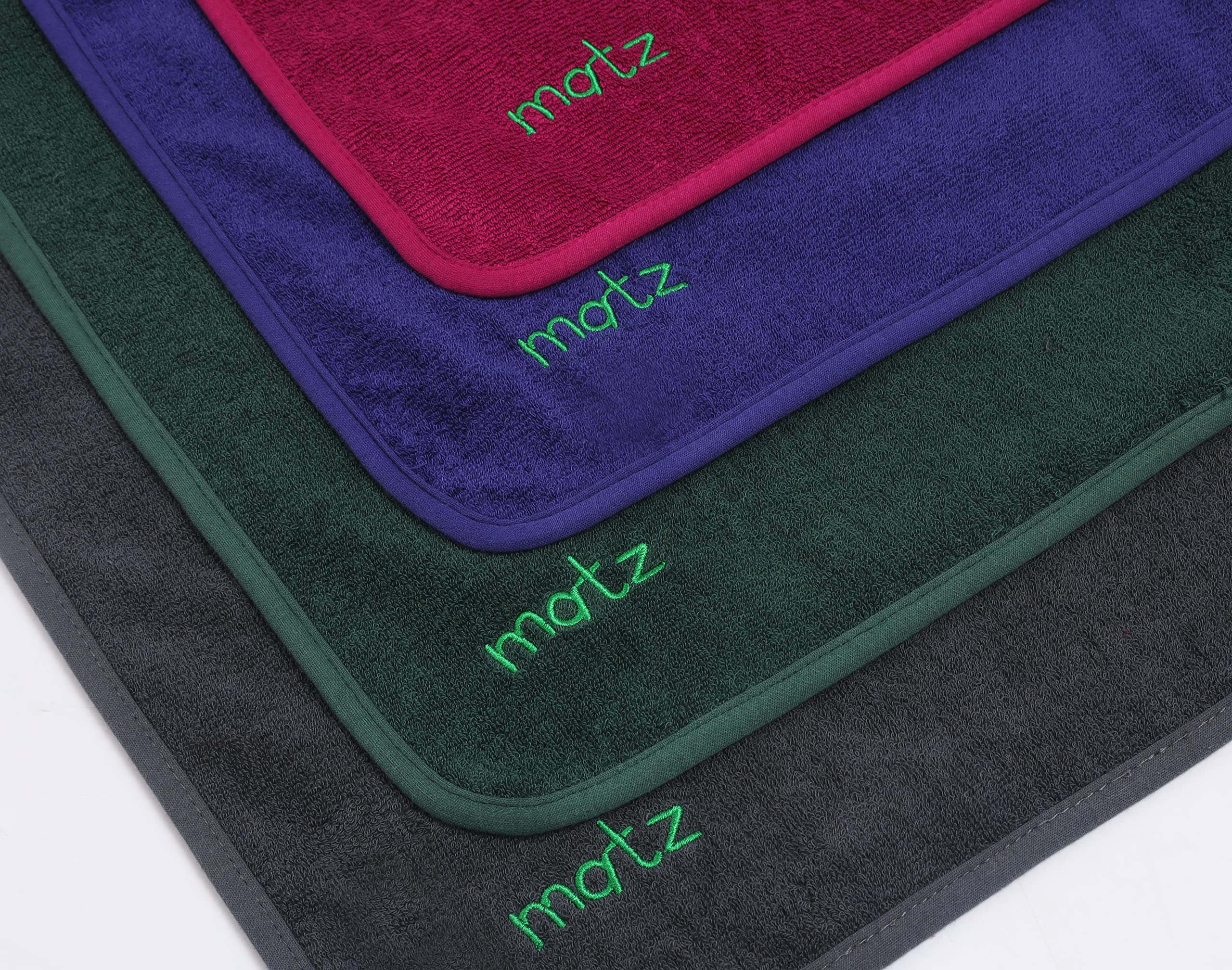 MATZ Bib - Waterproof Backing Full Coverage Ultra Absorbent Cotton Terry Towel Snap On Bib with Comfortable Ribbed Neck