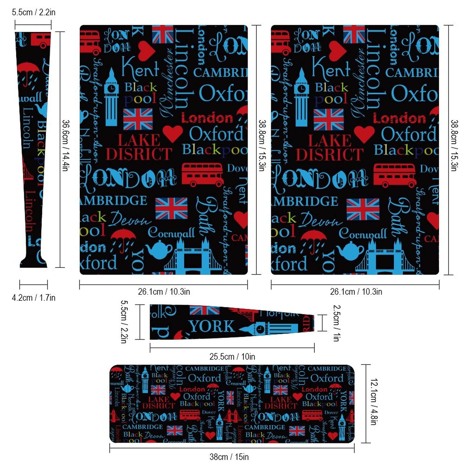 London Pattern Full Protective Skin Cover Design Wrap Decal Sticker Compatible with PS5 Digital Edition Console and Controller
