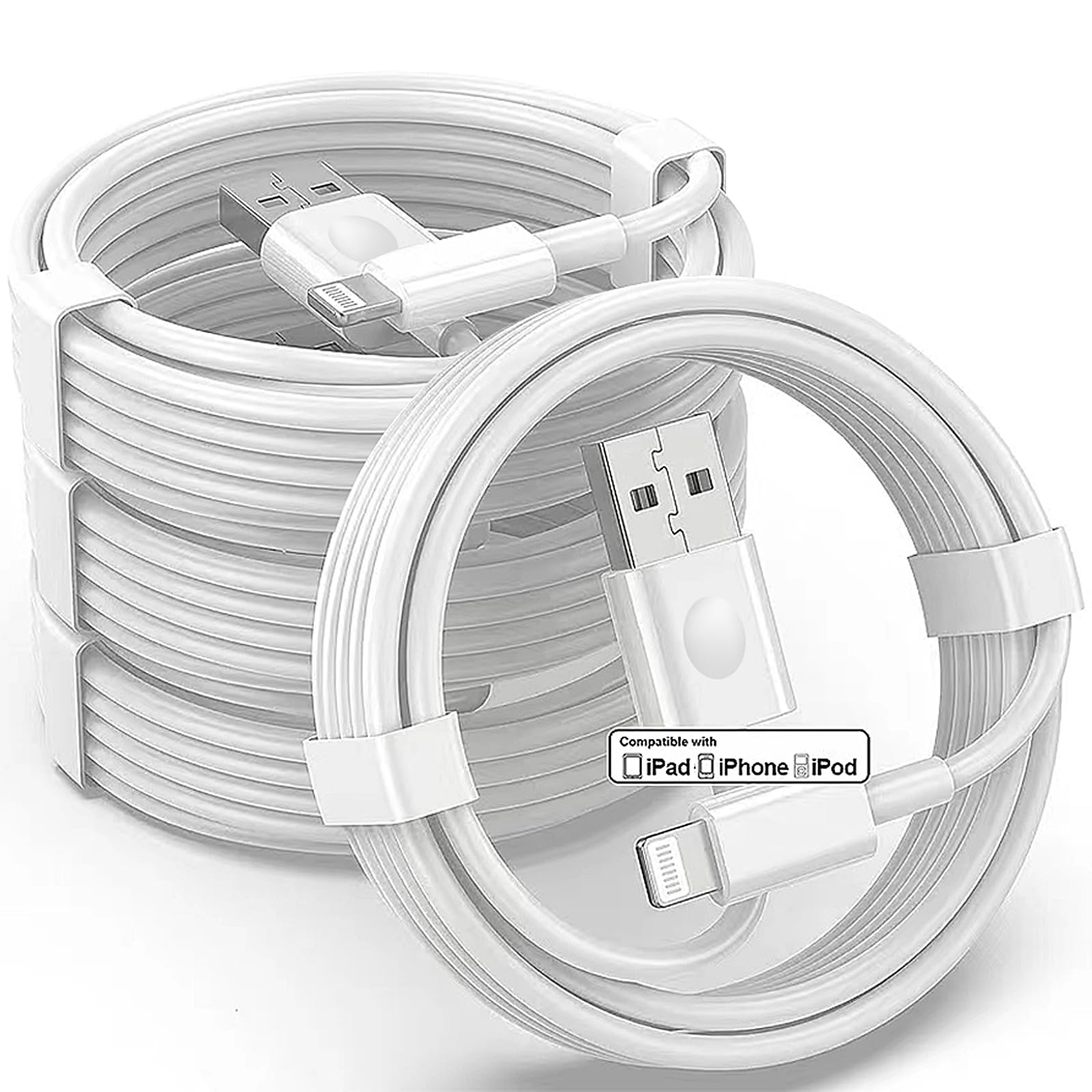 Moallia MFi Certified iPhone Charger, USB-A to Lightning Cable High Speed Data Sync Transfer Fast Charging Cord Compatible iPhone 14 13 12 11 Pro Max/Mini/XS MAX/XR/XS/X/8/7/Plus-4pack 6feet
