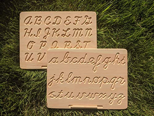 Montessori Pre Writing | Numbers | Print | Cursive | Alphabet Tracing Board with Wooden Pen