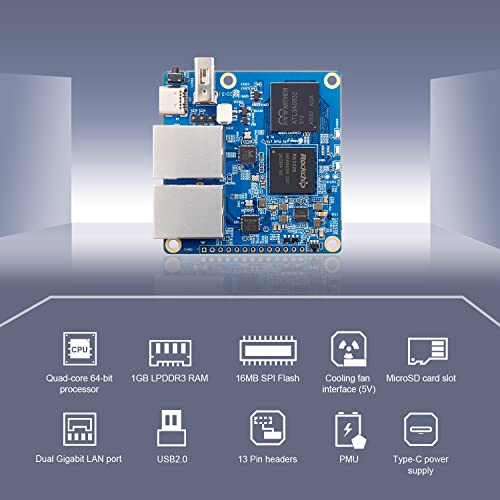 Orange Pi R1 Plus LTS 1GB LPDDR3 Rockchip RK3328 4-Core ARM Cortex-A53 64-BitSingle Board Computer, Dual Gigabit Ethernet, Development Board Run OpenWRT/Ubuntu/Debian(R1 Plus LTS+Case+Power Supply)
