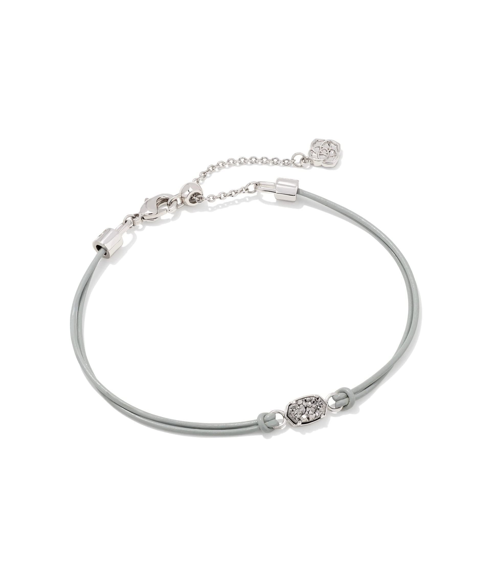 Kendra Scott Emilie Corded Bracelet Rhodium Platinum Drusy One Size
