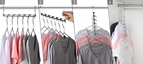 Magicool Hanger Magicool 12 Pack Metal Magic Cascading Hanger Space Saving Hangers Closet Organizers Suit for Shirt Pant Bra Clothes Hangers Space Saving