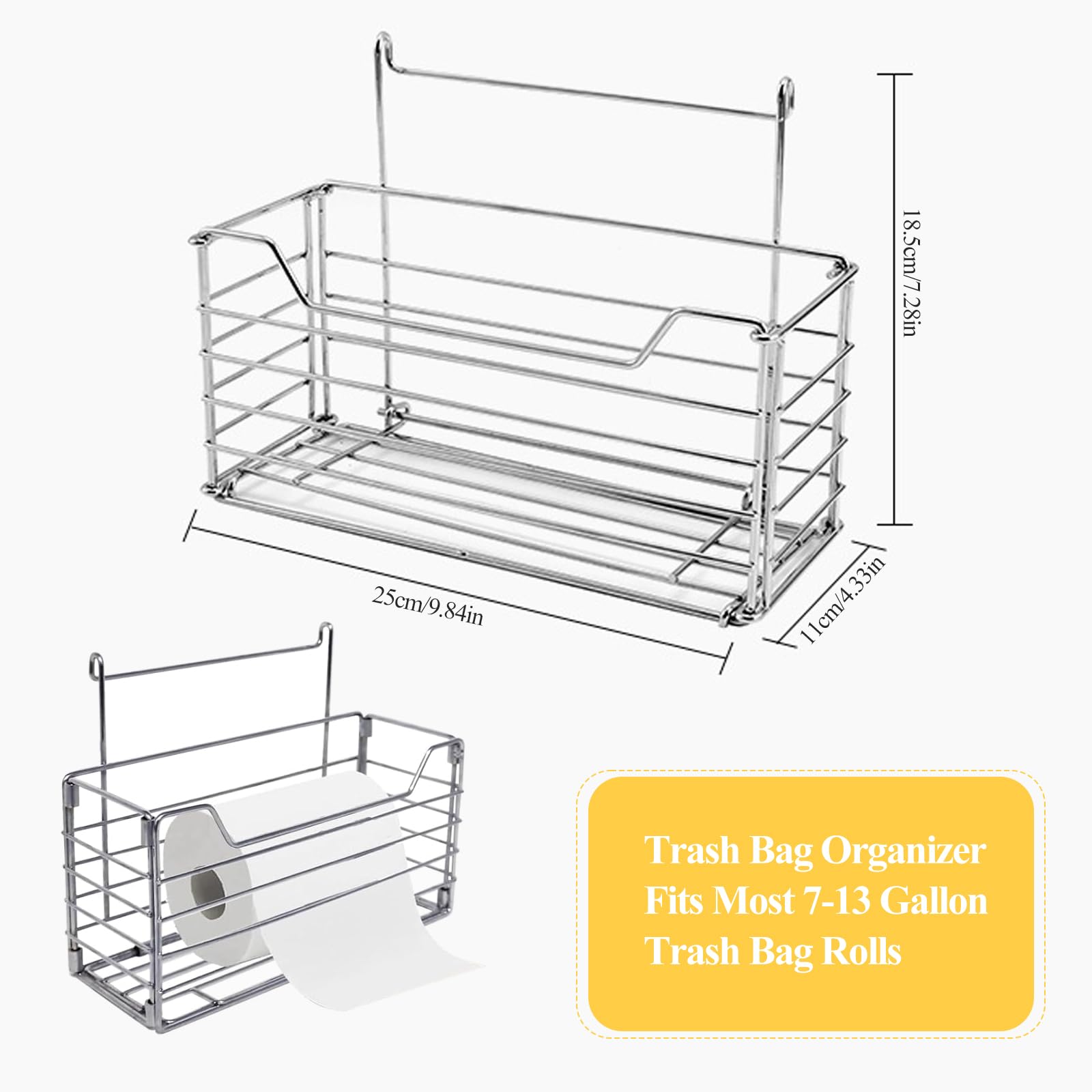 Pull Out Trash Can Under Cabinet Slider, Under Counter Trash Can Pull Out with Garbage Bag Holder, Under Sink Trash Can Pull Out for 7-11 Gallon Garbage Cans, Up to 100 lb (Not Include Trash Can)